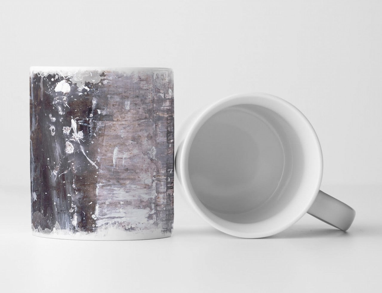 Tasse Geschenk blass/dunkel-grau, hellbraun, vereinzelt weiße Farbklec ...